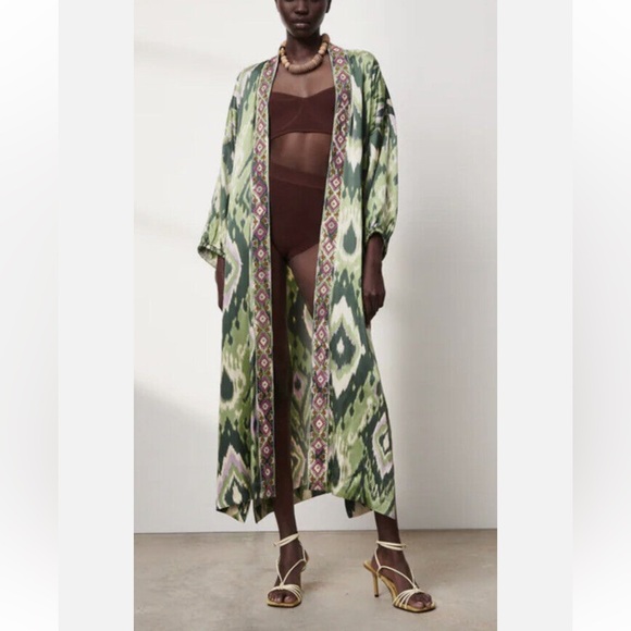 Zara | Kimonos & Yukatas | Zara Hanoi Green Kimono Robe With Belt ...